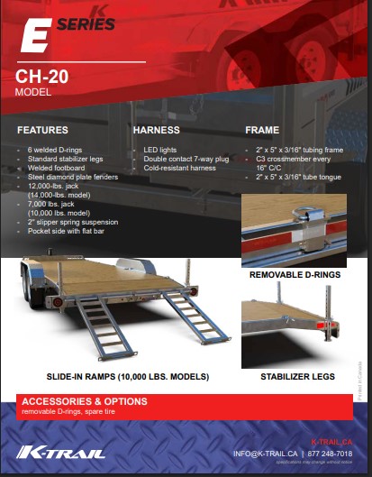 2025 K-Trail 7 X 20(18+2) Galvanized Beavertail Equipment Trailer 14K ...